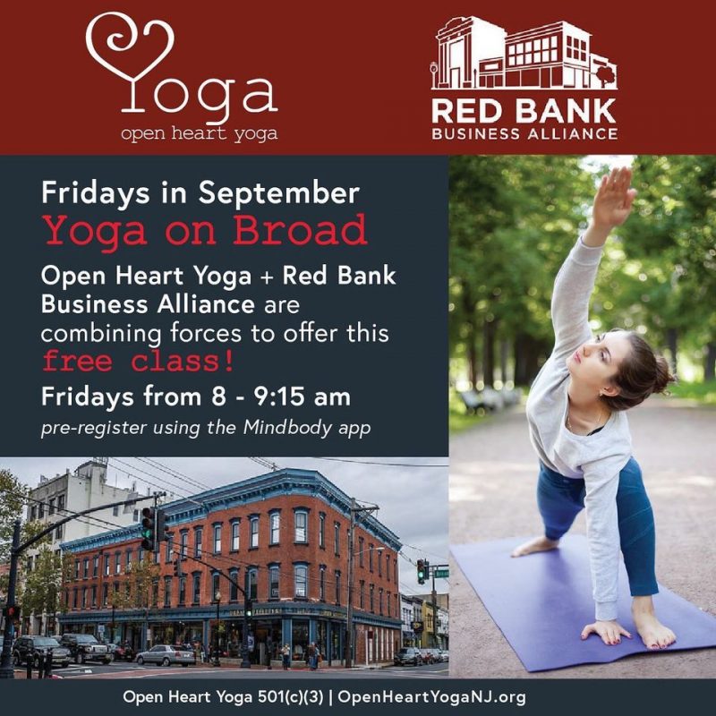 “Yoga on Broad” brings free yoga classes to Red Bank’s pedestrian plaza